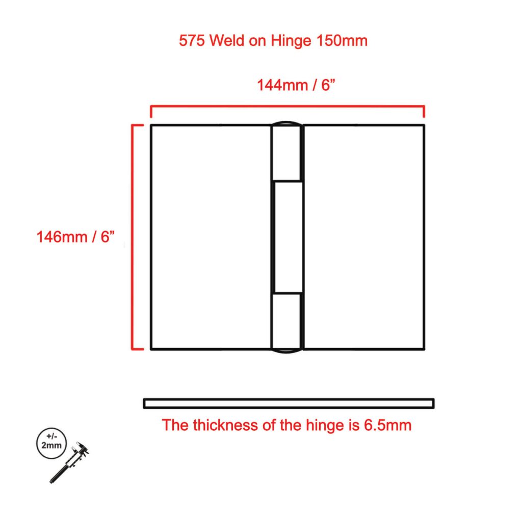 Super Heavy Weld on Double Flap Butt Hinge - weldonhinges.co.uk